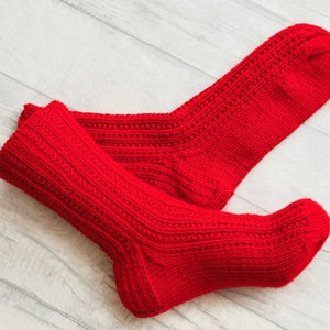 Red Wool Socks - Red Socks - Red Clothing - Hand Knit Socks - Wool ...