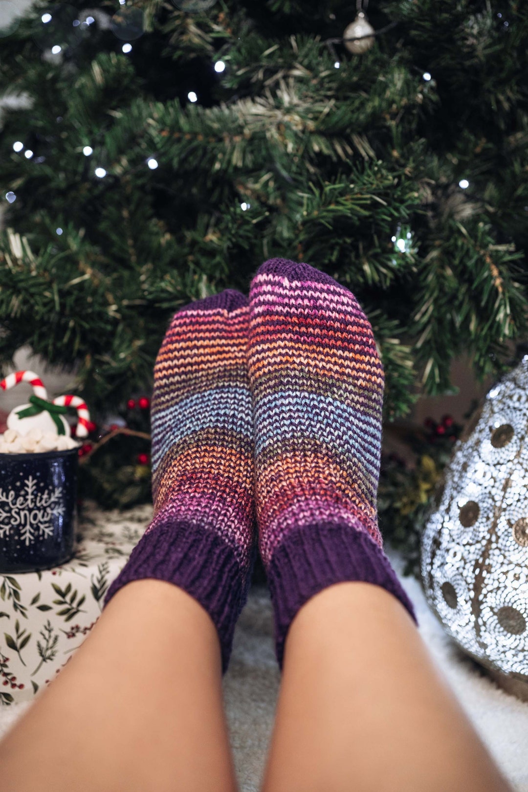 Christmas Gift Idea Hand Knit Christmas Socks Family Gift Basket - Etsy