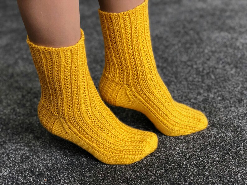 Yellow Knitted Socks Yellow Socks Yellow Knit Hand Knit - Etsy