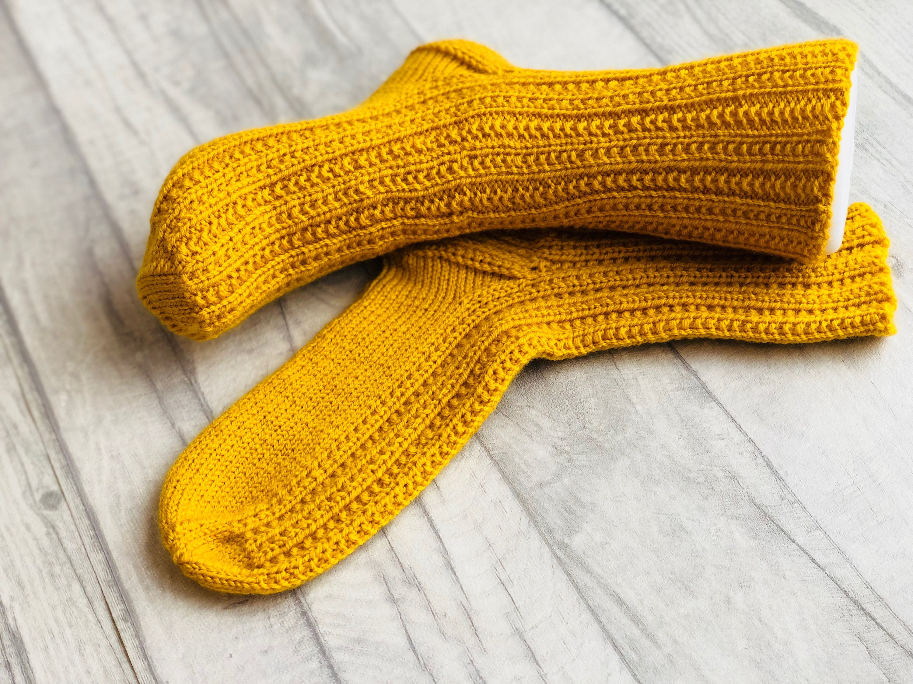 Yellow Knitted Socks Yellow Socks Yellow Knit Hand Knit | Etsy