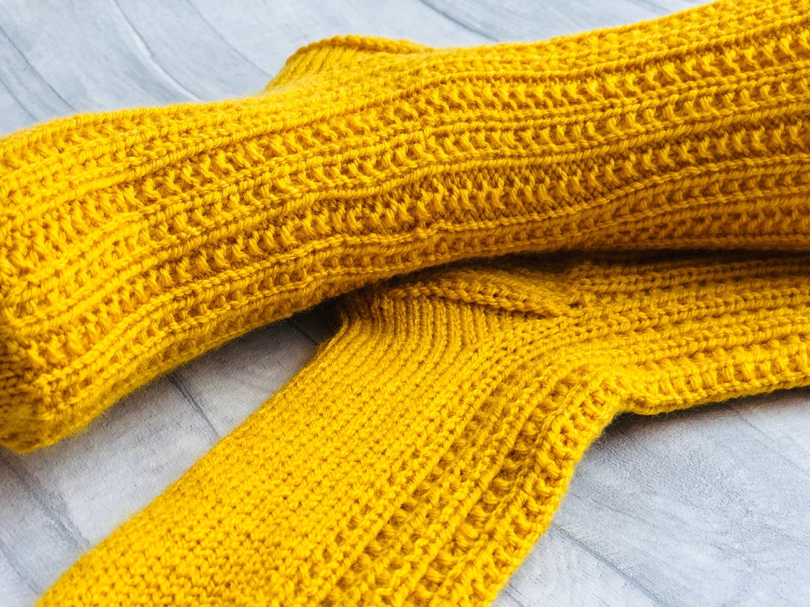 Yellow Knitted Socks Yellow Socks Yellow Knit Hand Knit - Etsy UK