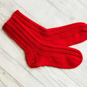 Red Wool Socks - Red Socks - Red Clothing - Hand Knit Socks - Wool ...