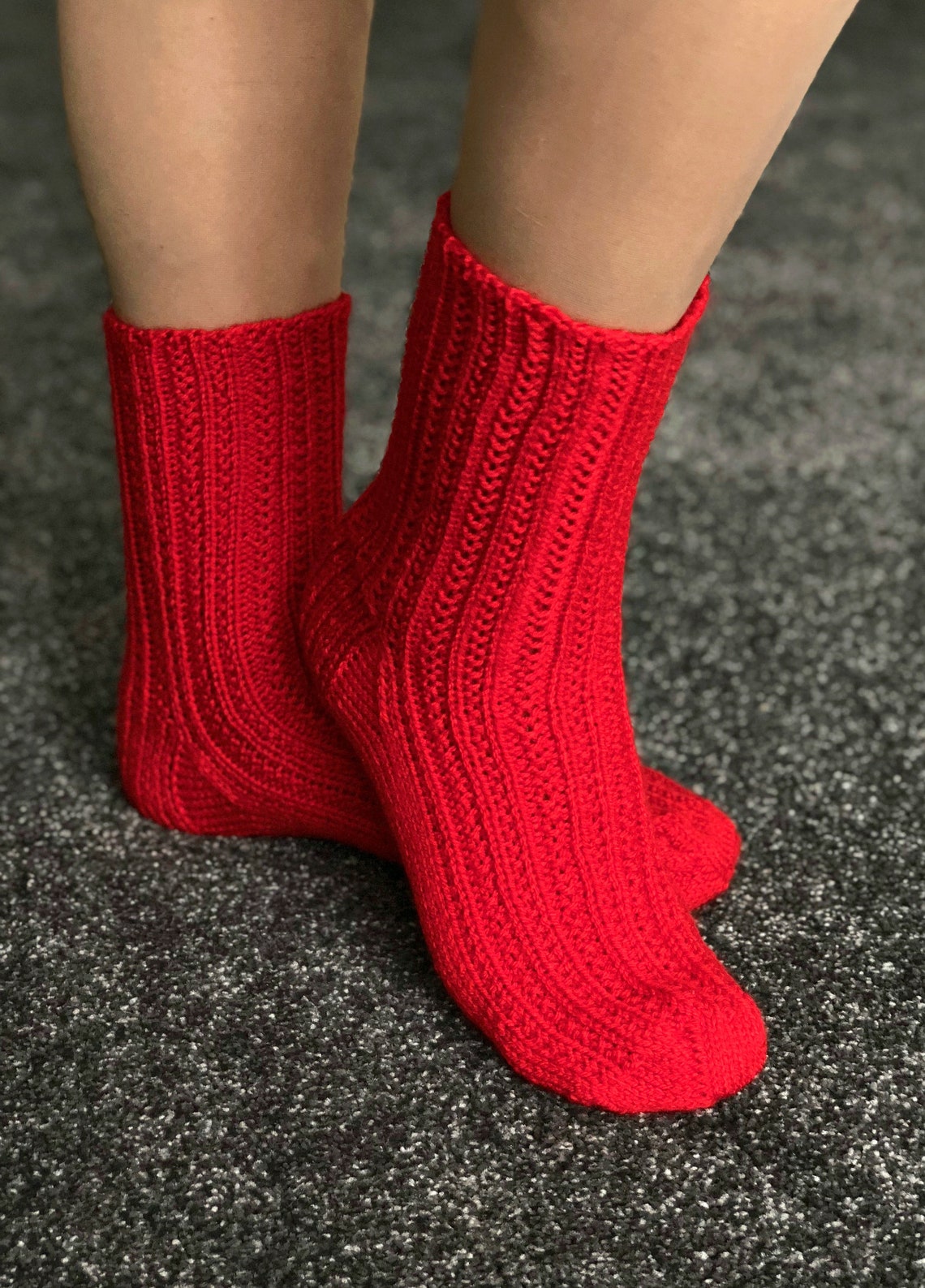 Red Wool Socks Red Socks Red Clothing Hand Knit Socks Wool Socks Gift ...