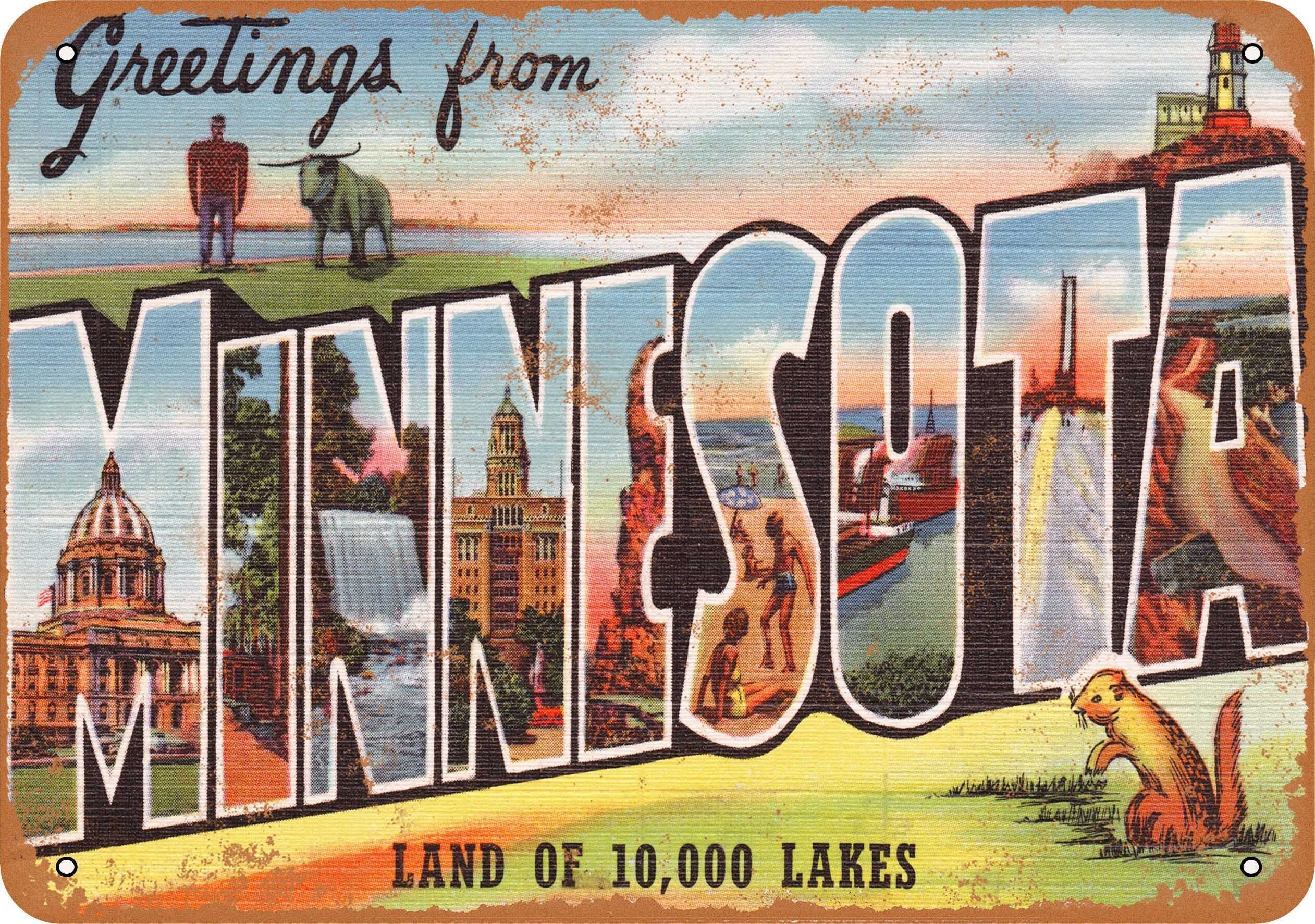 Greetings from Minnesota Vintage Look Metal Sign | Etsy