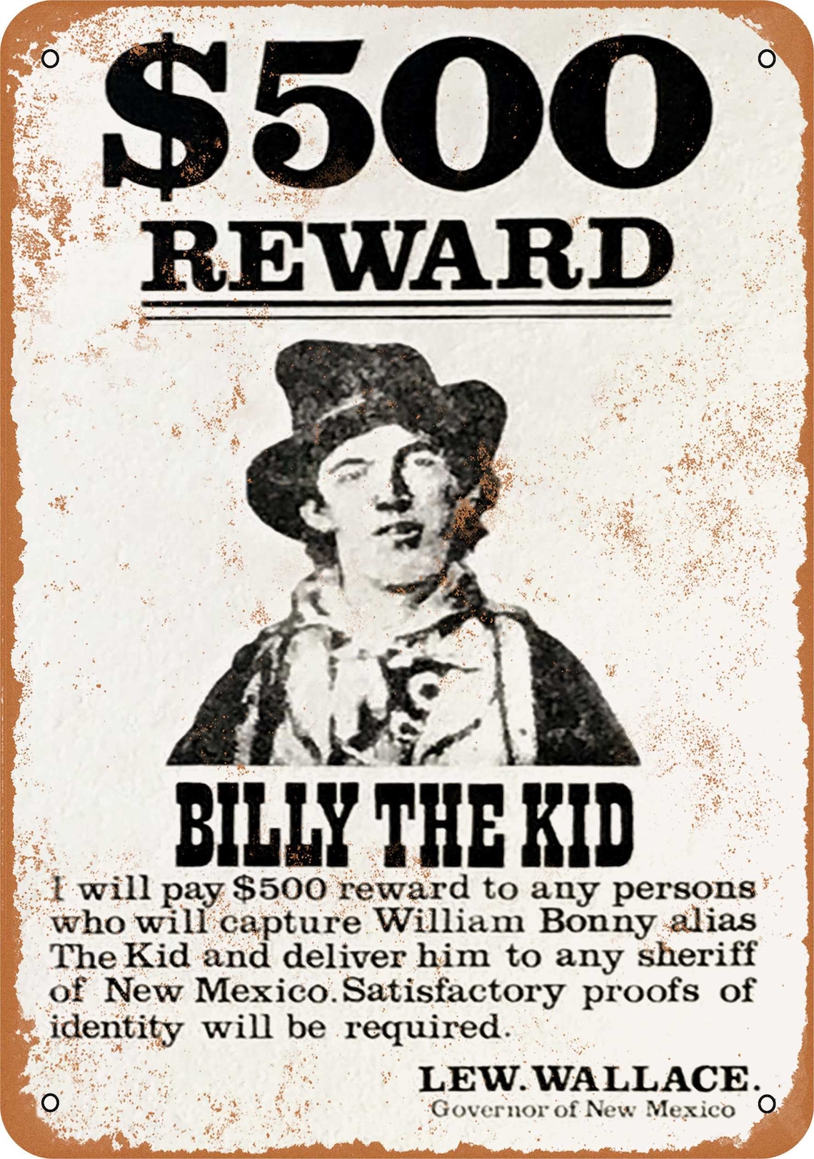 1878 Billy the Kid Wanted Poster Vintage Look Metal Sign | Etsy