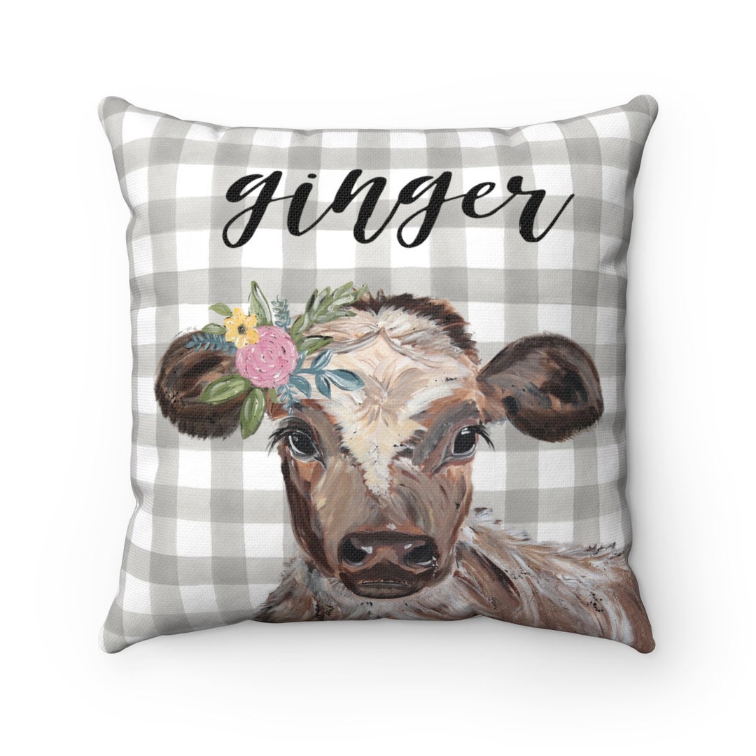 Cow. Spun Polyester Square Pillow With or Without Insert. Personalized ...