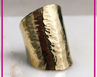 Hammered gold ring | Etsy