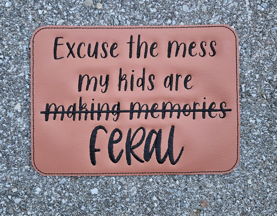 Embroidered Faux Leather Marine Vinyl Stroller Wagon Patch Excuse the ...