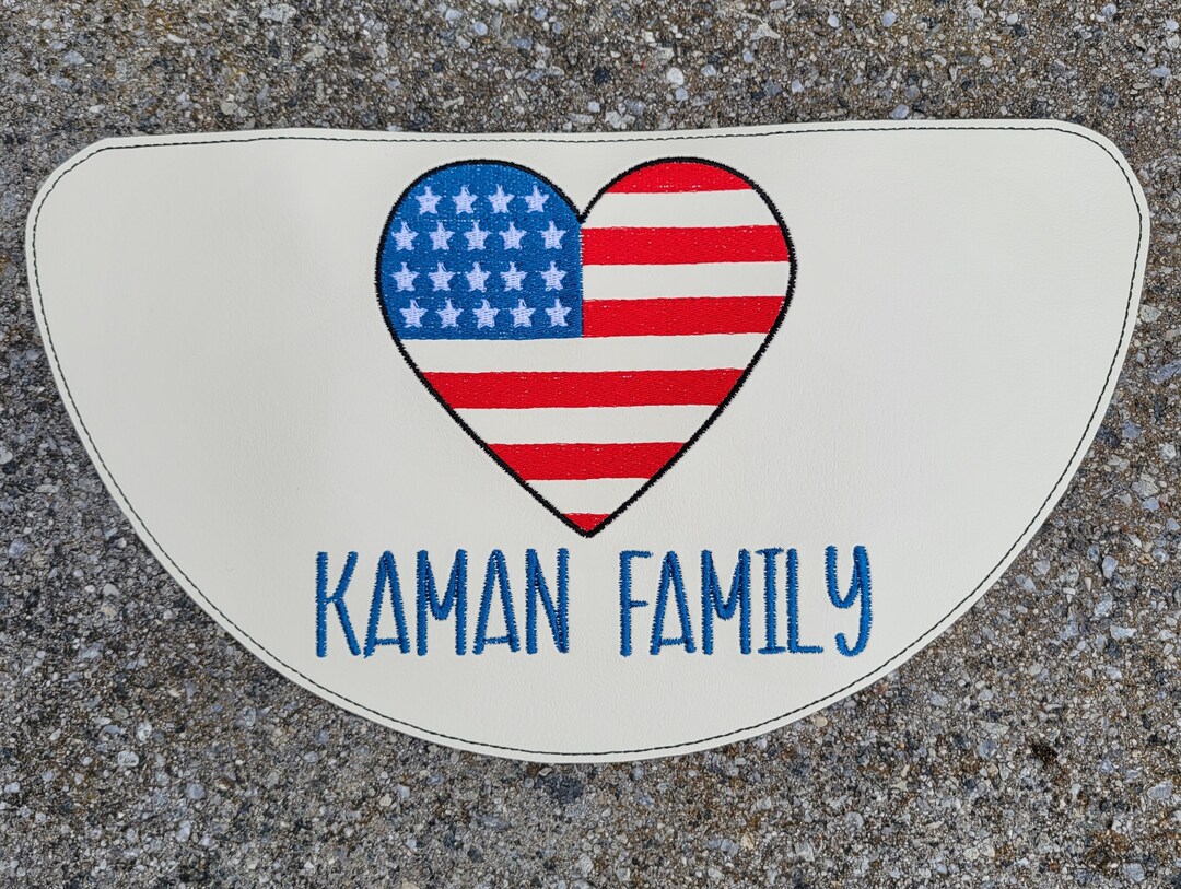 Embroidered Faux Leather Marine Vinyl Stroller Wagon Patch Heart Flag ...
