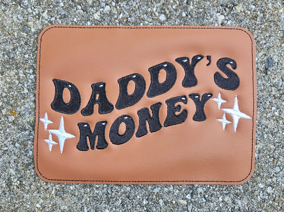 Embroidered Faux Leather Marine Vinyl Stroller Wagon Patch Daddys Money ...