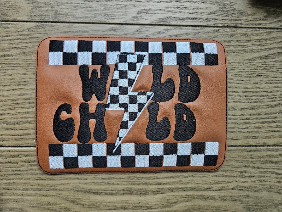 Embroidered Faux Leather Marine Vinyl Stroller Wagon Patch Checkered ...