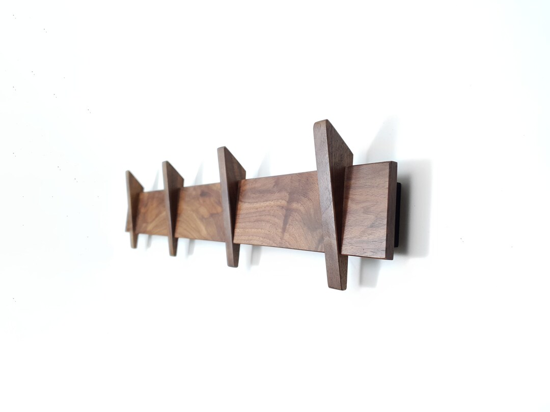 Coat Hook Rack in Black Walnut, Modern Towel Hooks, Robe and Bath Towel ...