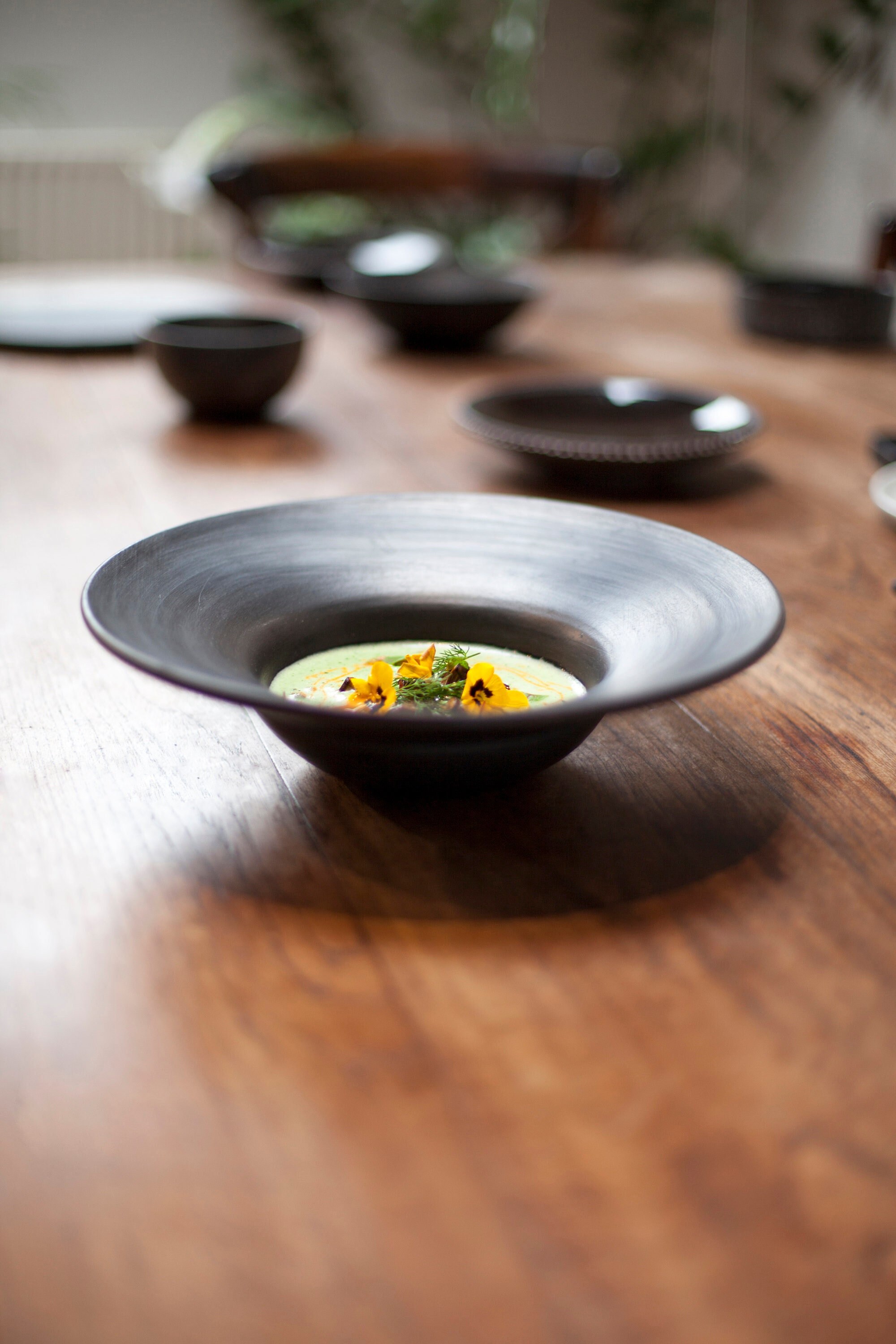 Wide Rim Bowl in Smoked Matte Black - Etsy