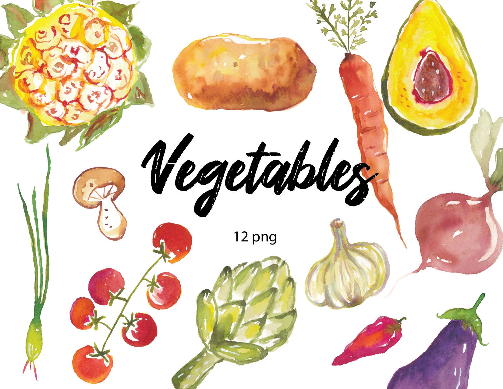 Vegetables Clipart - Etsy