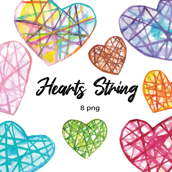 Hearts on a String Clipart - Etsy