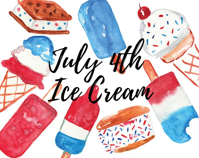 July 4th Ice Cream Clipart - Etsy