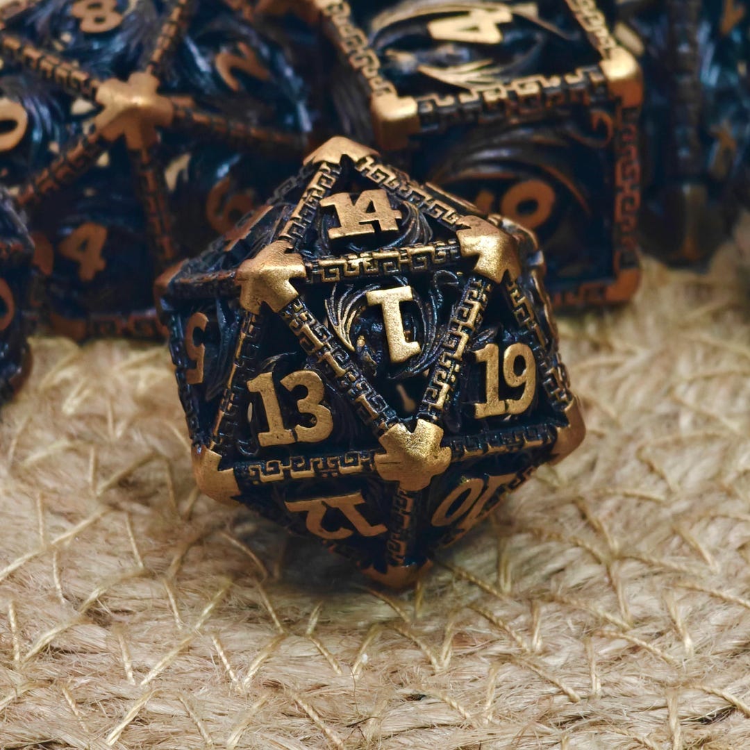 Handmade Yellow Hollow DND Dice Set, Polyhedral D&D Dice, Compatible ...