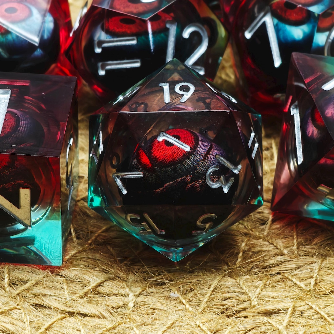 Red Green Dragon Eye Dice Liquid Core Dice Set, Sharp Edge Resin Dice ...