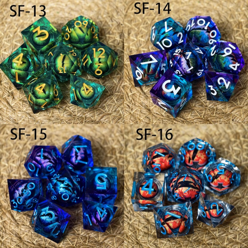 Purple Dragon Eye Dice Liquid Core Dice Set, Handmade Sharp Edge Resin ...