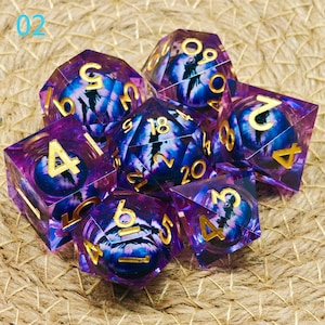 Red Blue Dragon Eye Dice Liquid Core Dice Set, Handmade Sharp Edge ...