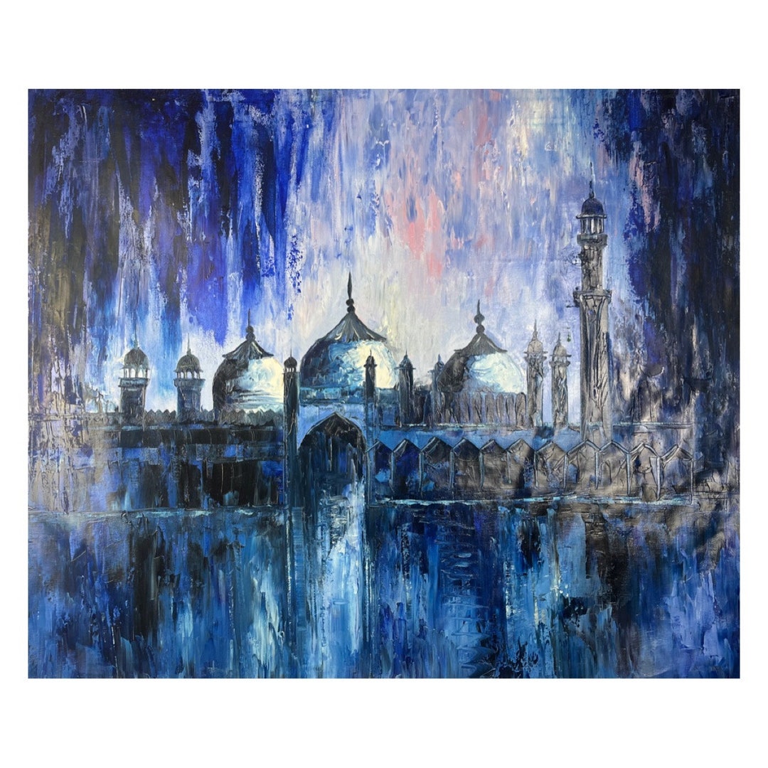Abstract Blue Domes - Original Hand Engraved Knife Calligraphy Painting ...