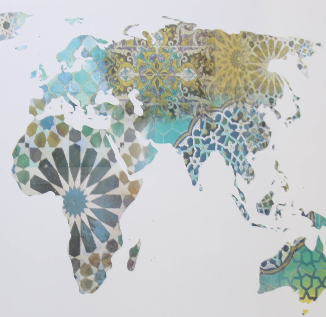 The World Map Moorish Zellige Turkish Moroccan Arabesque Persian Girih ...