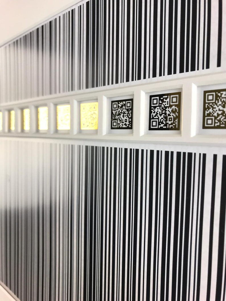 Kaaba QR Code of Life in White Box Frame Gold Embossed Bar - Etsy UK