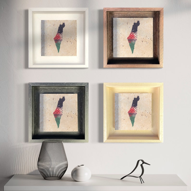 Palestine Map & Flag Design Stone Art - Etsy