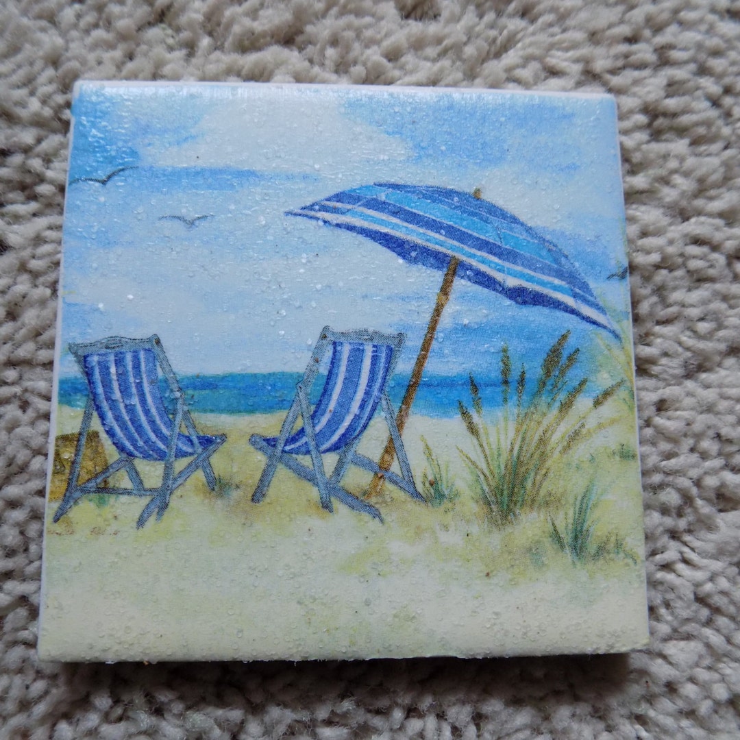 Day at the Beach Ceramic Tile Coasters set of 4 - Etsy