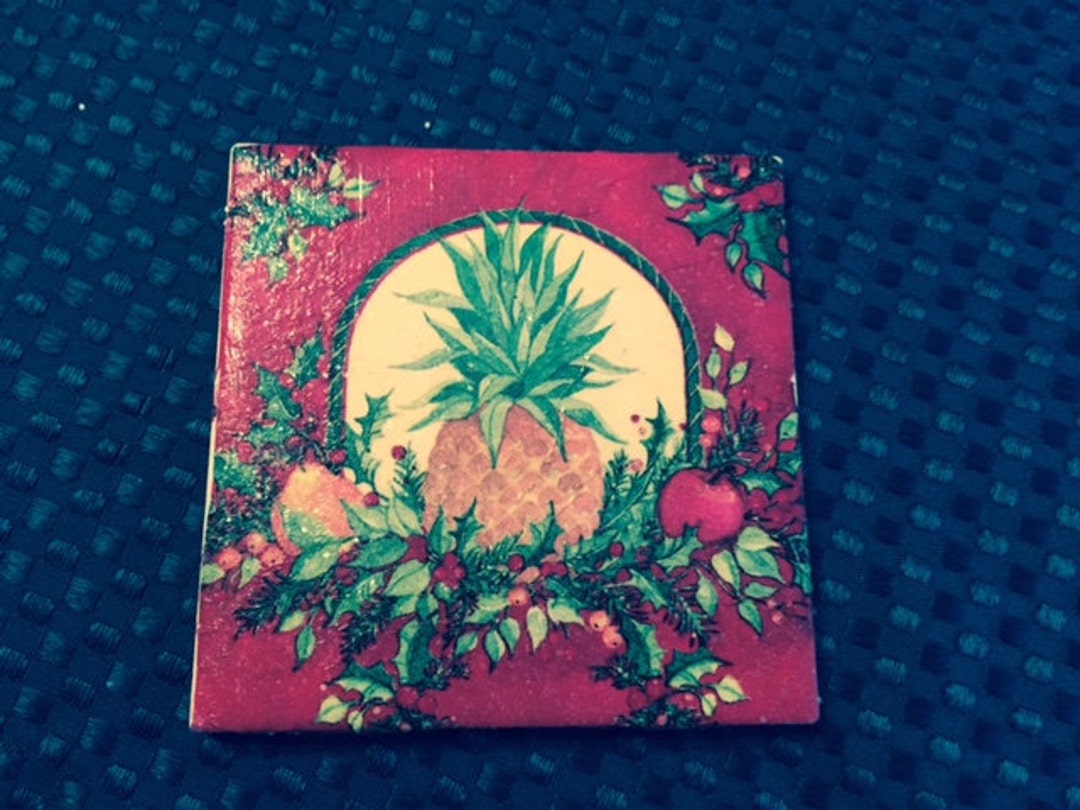 Festive Holiday Pineapple Ceramic Tile Coasters set of 4 - Etsy