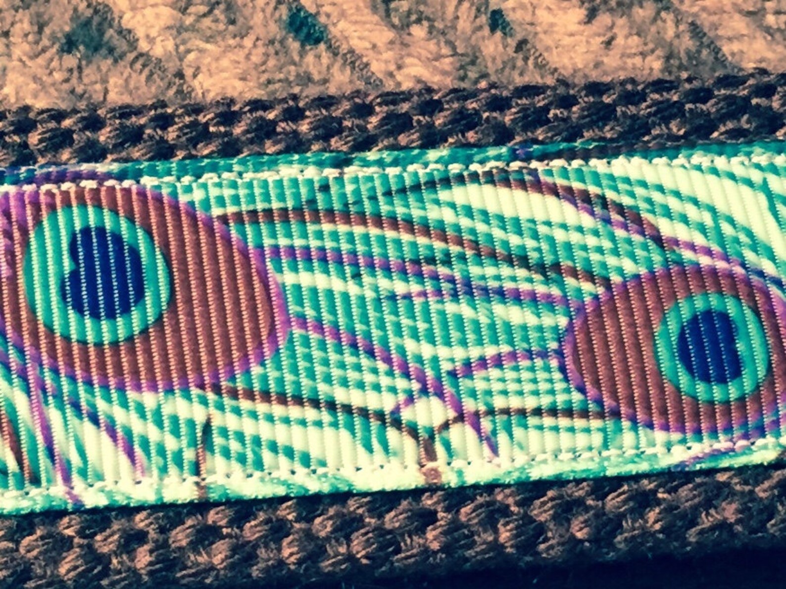 Blue Brown and White Peacock Webbing Keychain/ Keyfob/ - Etsy