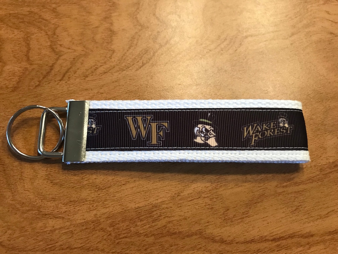 Black and White Wake Forest Cotton Webbing Keychain/ Keyfob/ Wristlet ...