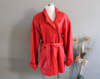 Red Leather Duster | Etsy