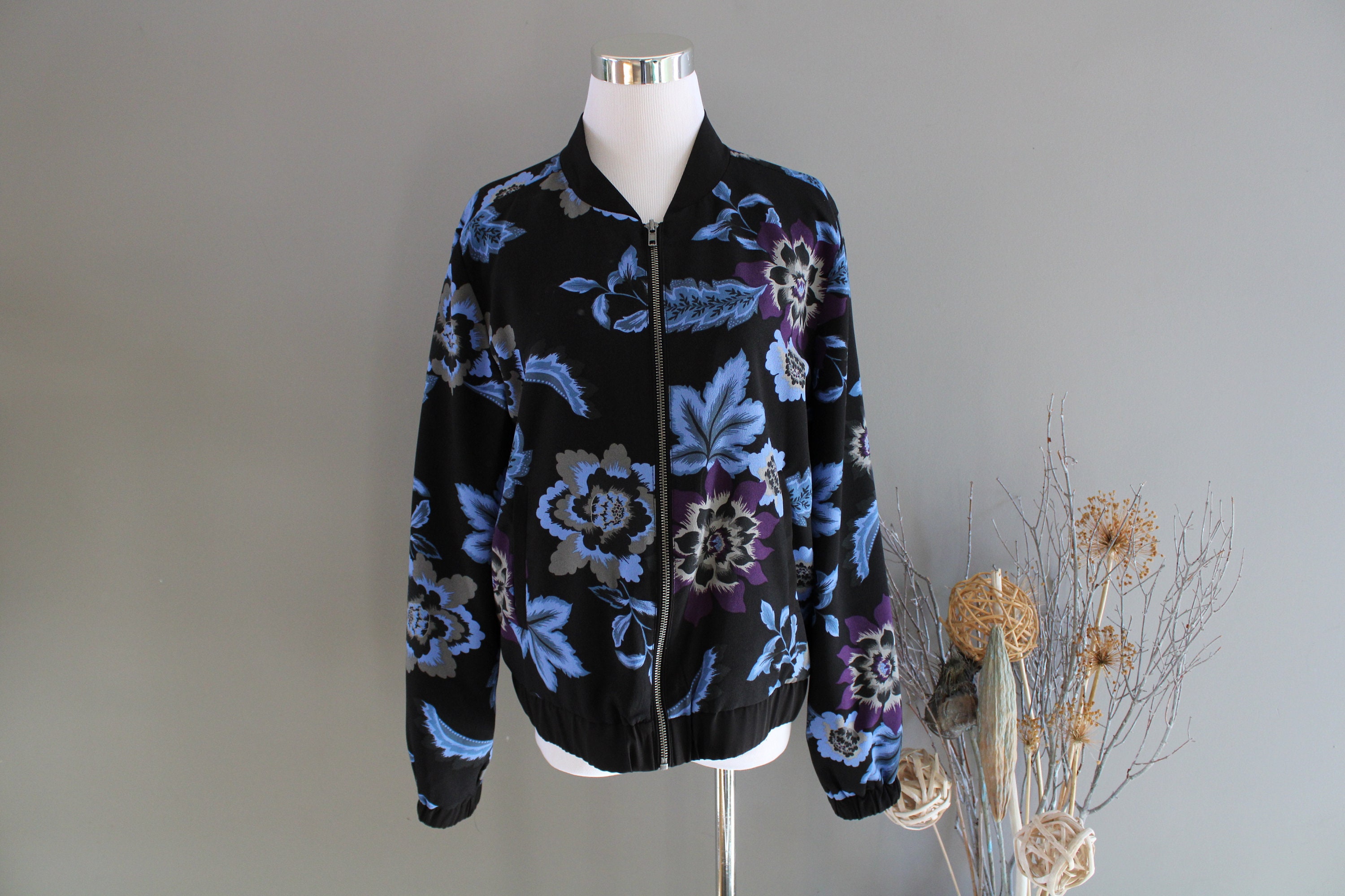 Vintage Flora Print Bomber Jacket Spring Light Jacket Flower - Etsy