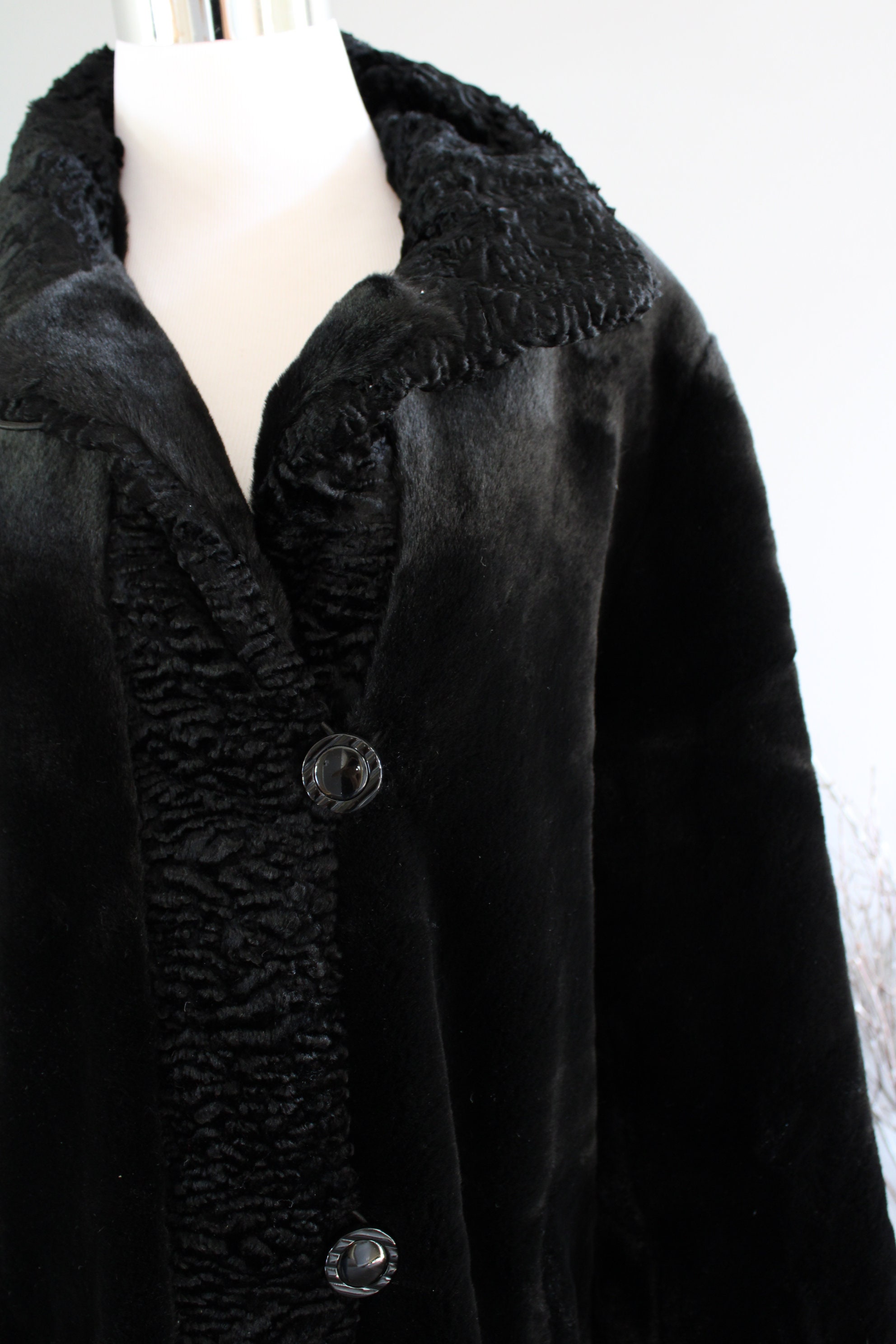 Vintage Faux Mink Fur Coat Oversized Swing Coat Boho Black Fur - Etsy