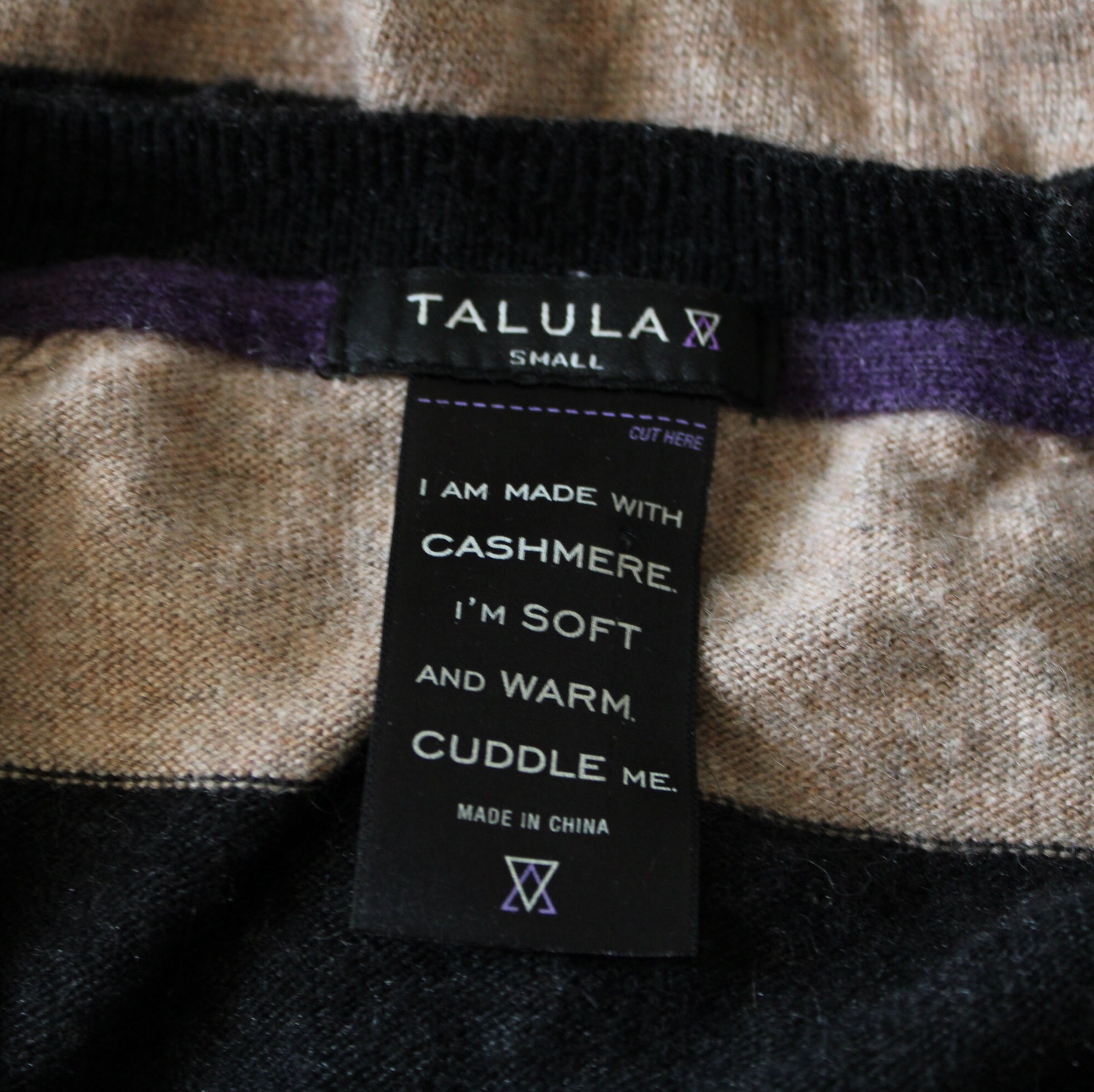 Vintage Cashmere Angora Blend Sweater Black Beige Striped - Etsy