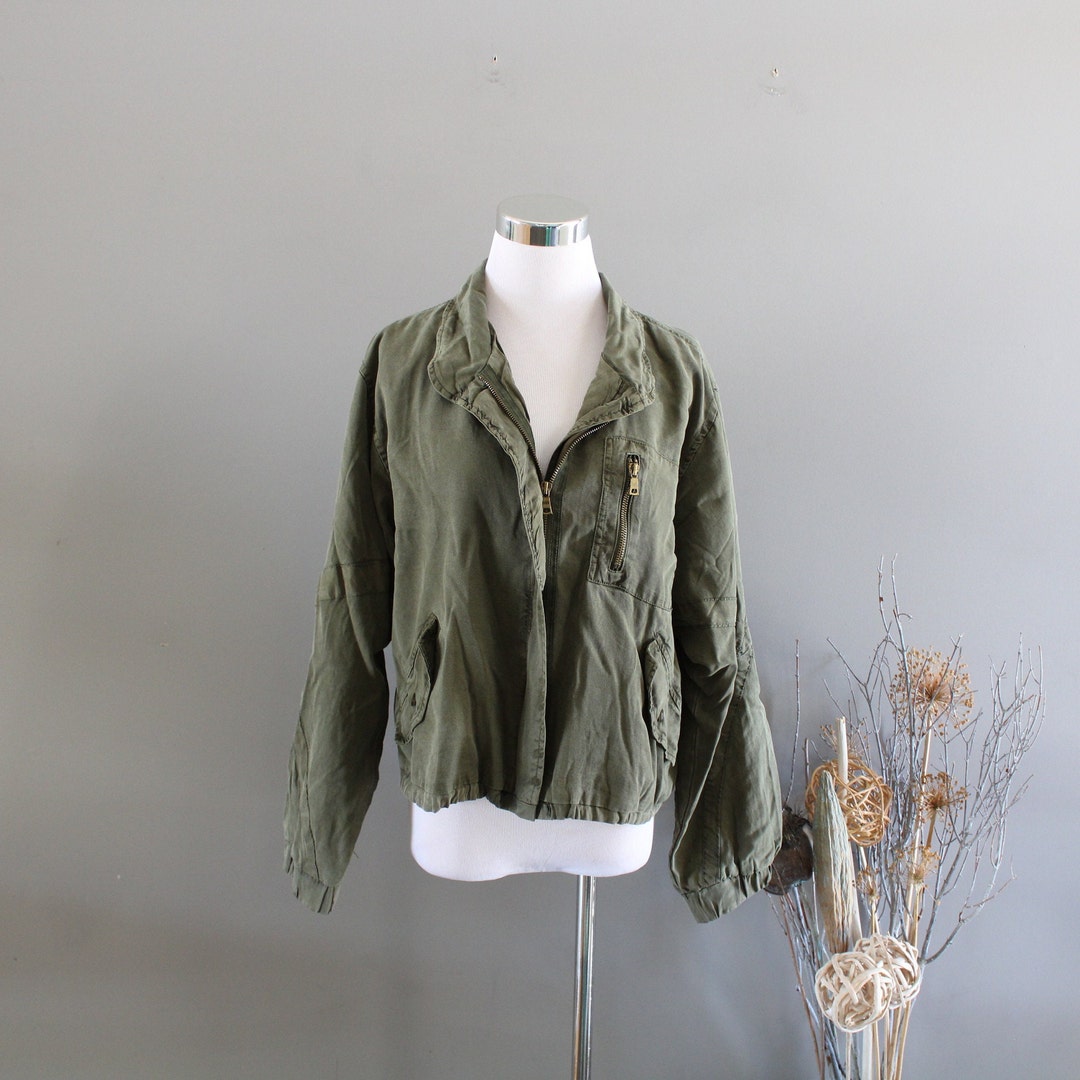Vintage Light Army Green Bomber Jacket Cotton Green Spring Jacket Size ...