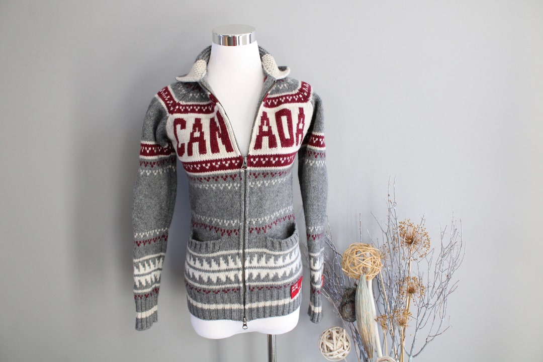 Vintage Wool Cowichan Knit Cardigan Canada Sweater Nordic Cardigan ...
