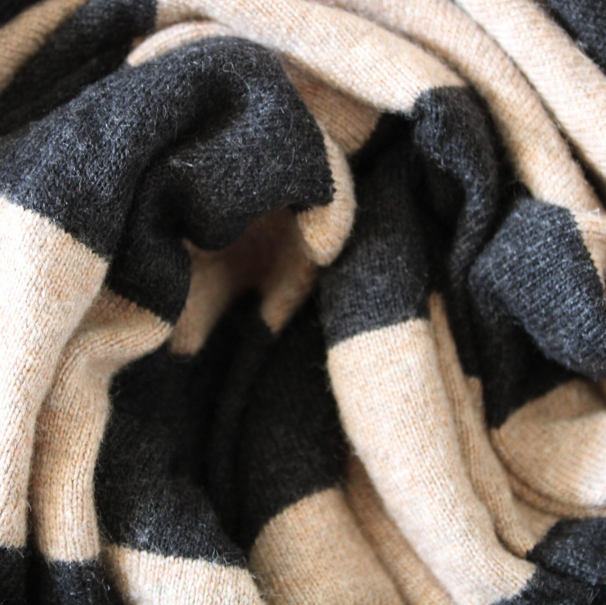 Vintage Cashmere Angora Blend Sweater Black Beige Striped - Etsy