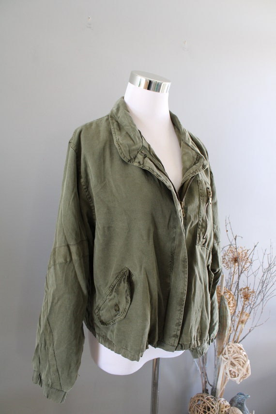 Vintage Light Army Green Bomber Jacket Cotton Green S… - Gem