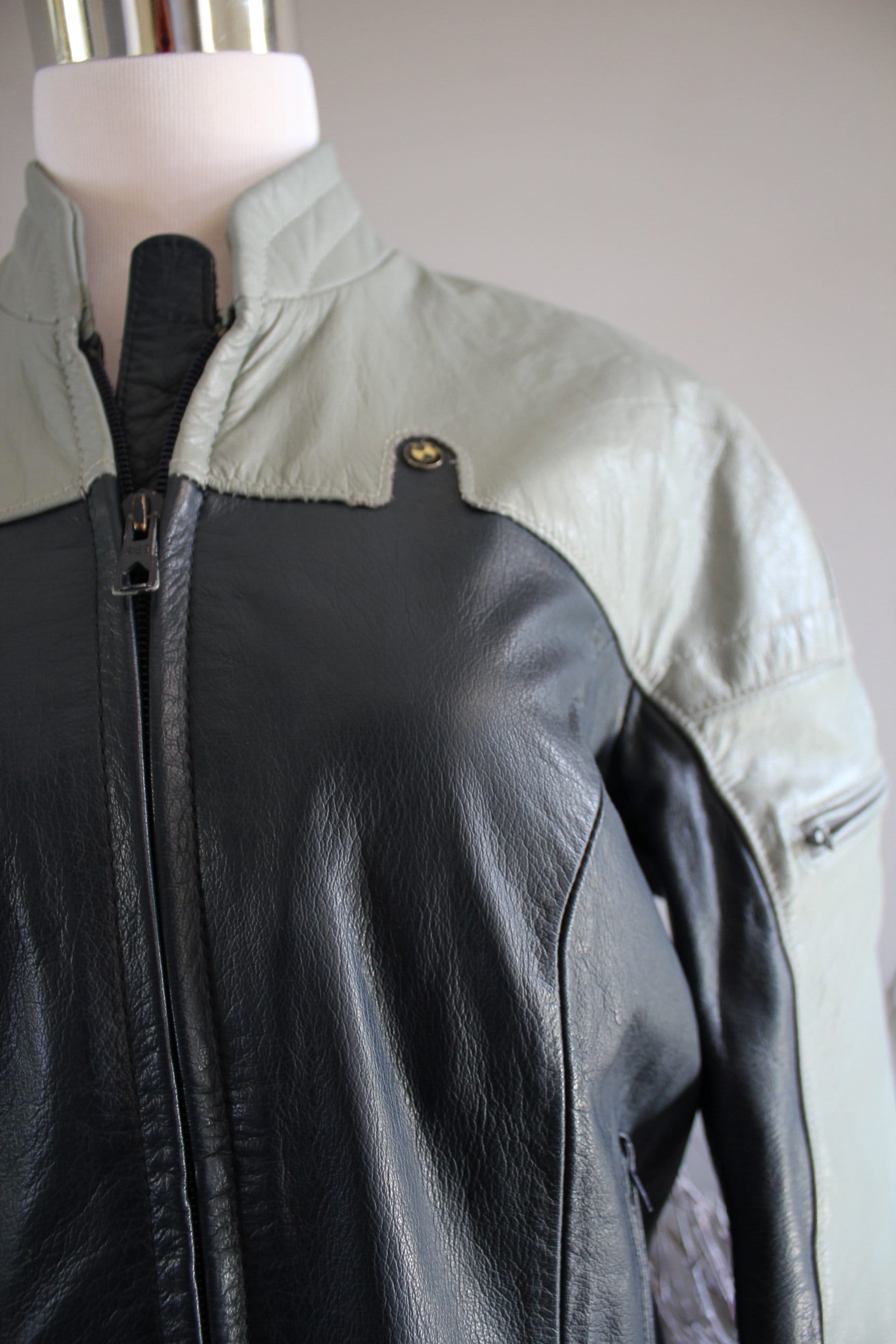 Vintage BMW Leather Racer Jacket Navy Leather Bomber Motor - Etsy