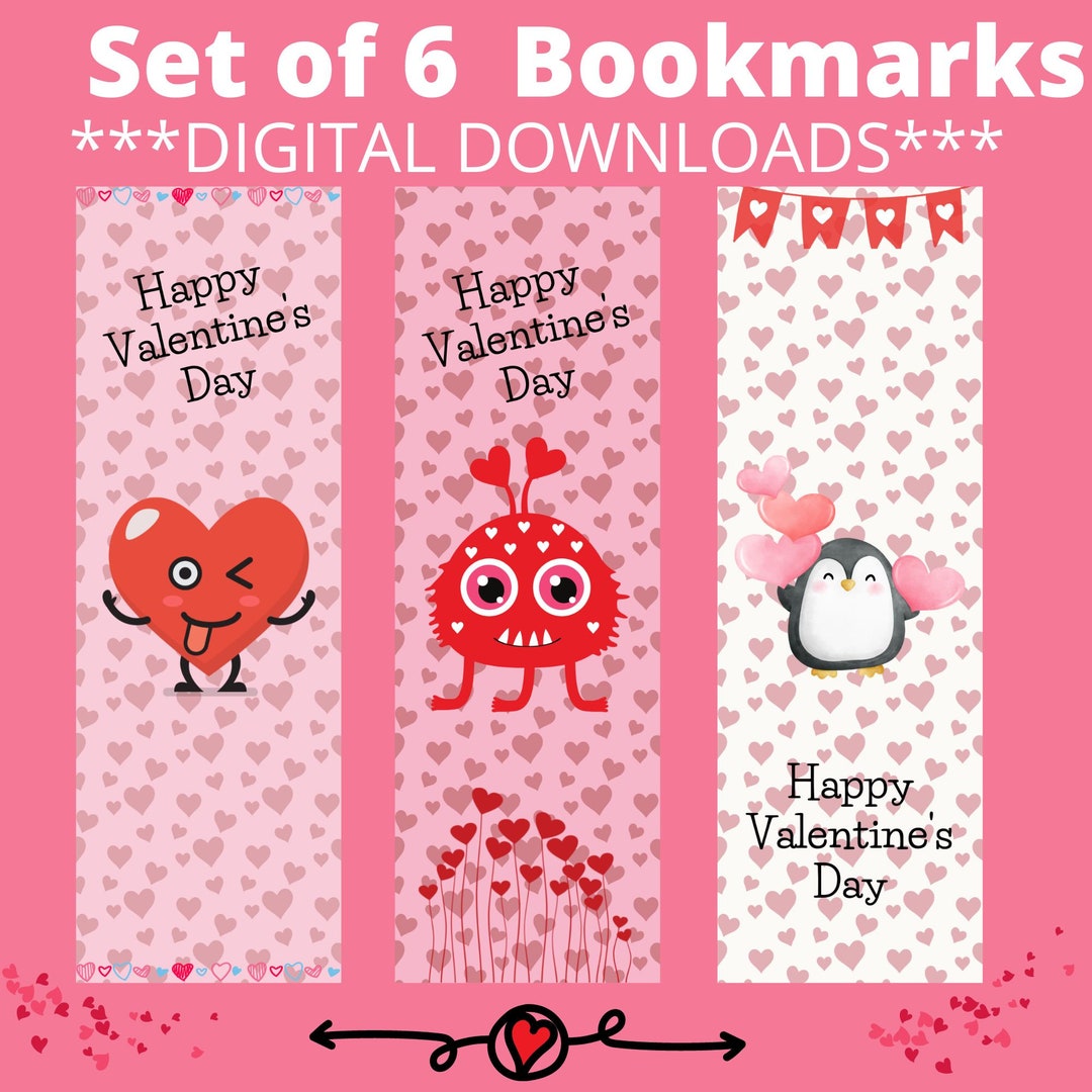 Instant Download Valentine's Bookmarks, Digital Download Bookmarks ...