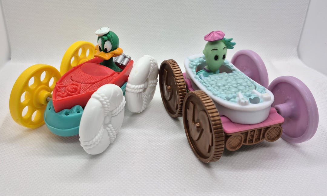 Vintage 1991 Tiny Toons Happy Meal Toys, Speedy Wheels Flipping Cars ...