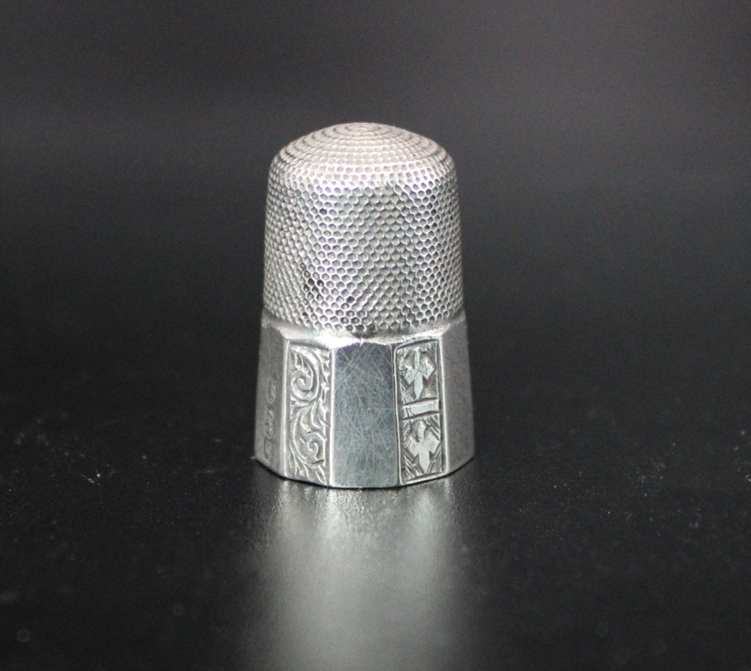Antique Victorian Solid Silver Gothic Design Thimble Plain, Floral ...