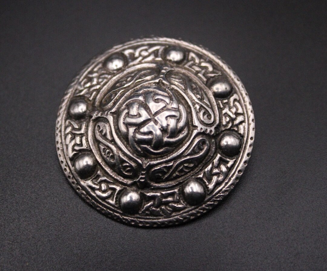 Vintage 1950s Solid Silver Celtic Dome Top Shield Brooch Hallmark ...