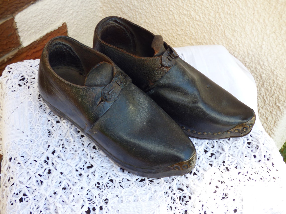 Original Pair Of Antique Welsh Clogs Iron Clad Stud Decoration | Etsy
