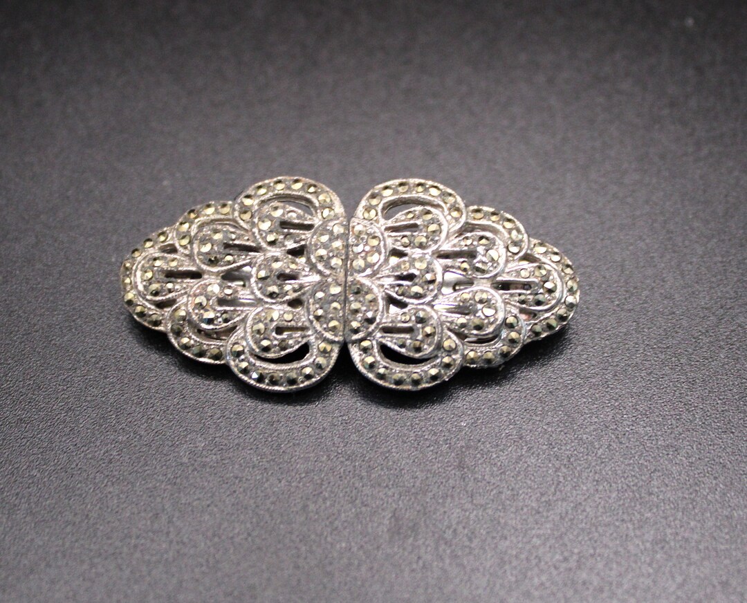 Small and Dainty Original Art Deco Chromium Plated and Marcasite Duette ...