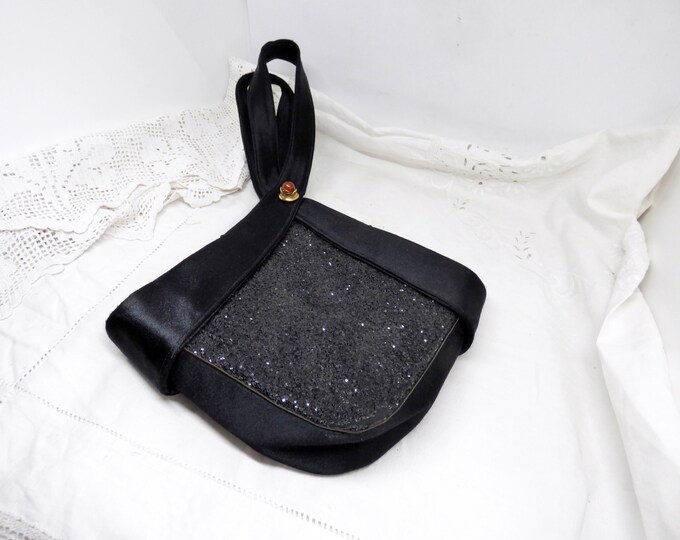 A Smart Vintage 1940-1950s Black Satin & Black Sequined - Etsy