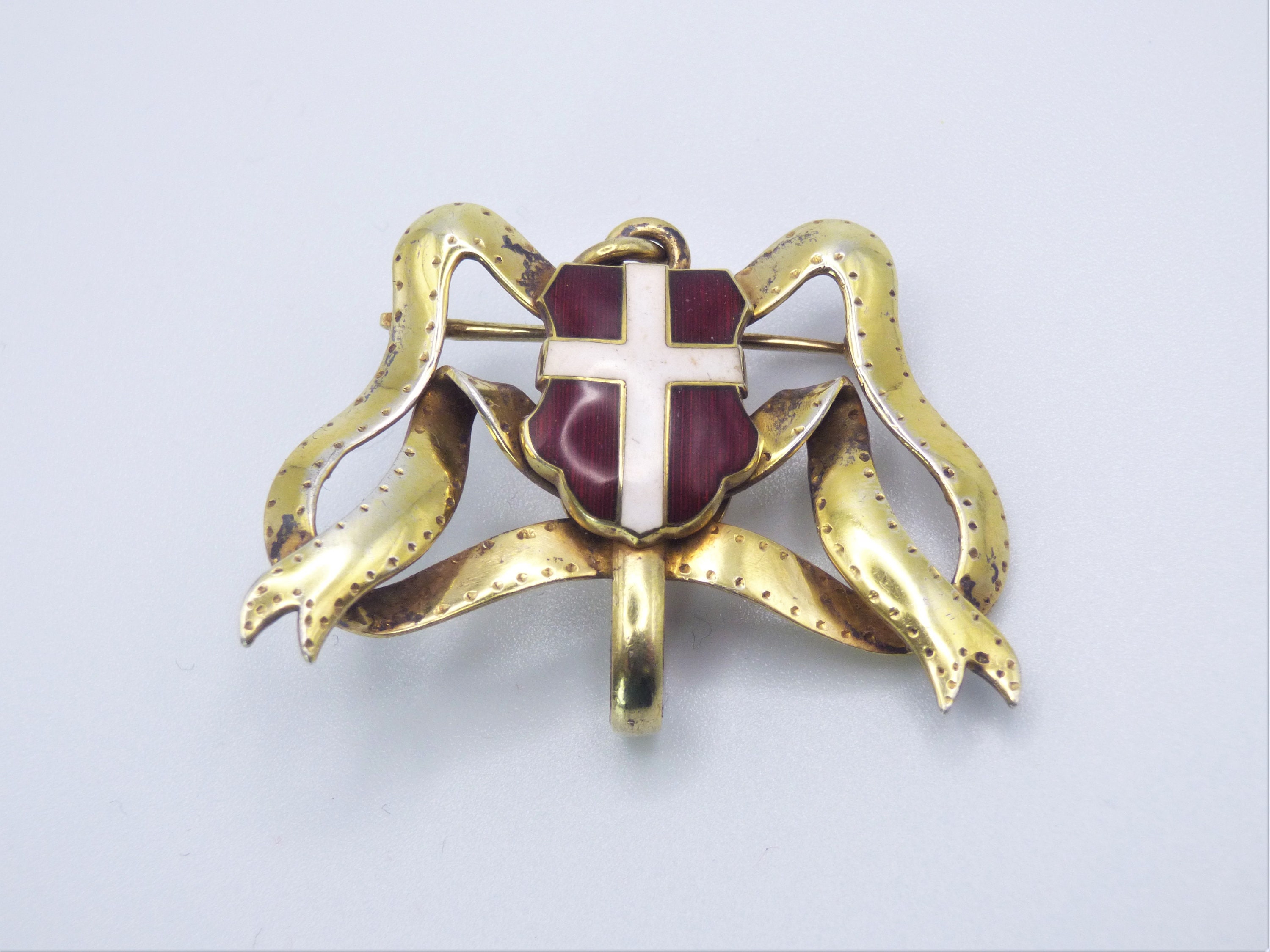 Vintage Dieger & Clust Gold on Silver Red Enamel With White - Etsy