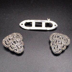 Small and Dainty Original Art Deco Chromium Plated and Marcasite Duette ...